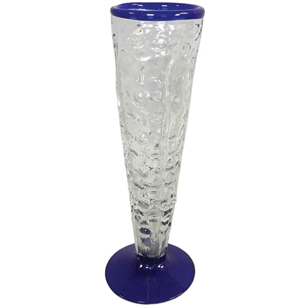 Blenko Glass Company, Vase, Trumpet Shape, Blue Rim & Base, Late 1900s ...