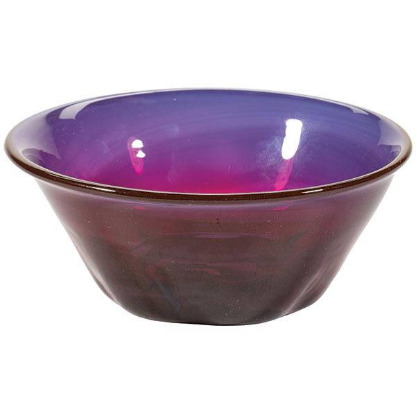 Glass-Midcentury, Bowl, Cone Shape, Alexandrite, Ruby, Blue, Signed ...