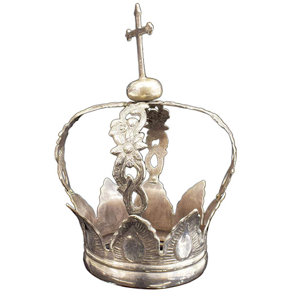Silver-Spanish, Crown, Saint's, Cross Finial, Pierced Arches, Flowers ...