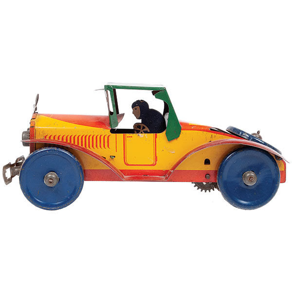 Toy, Car, Racing, Driver, Yellow & Red, Green Roof, Tin, Windup, Marx ...
