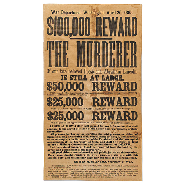 Lincoln Assassination Reward Poster Kovels